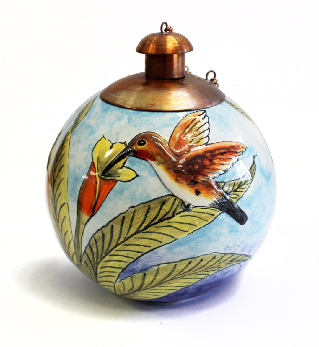 Handmade and Hand Painted Hummingbird Ceramic Torch, Outside Torch ...