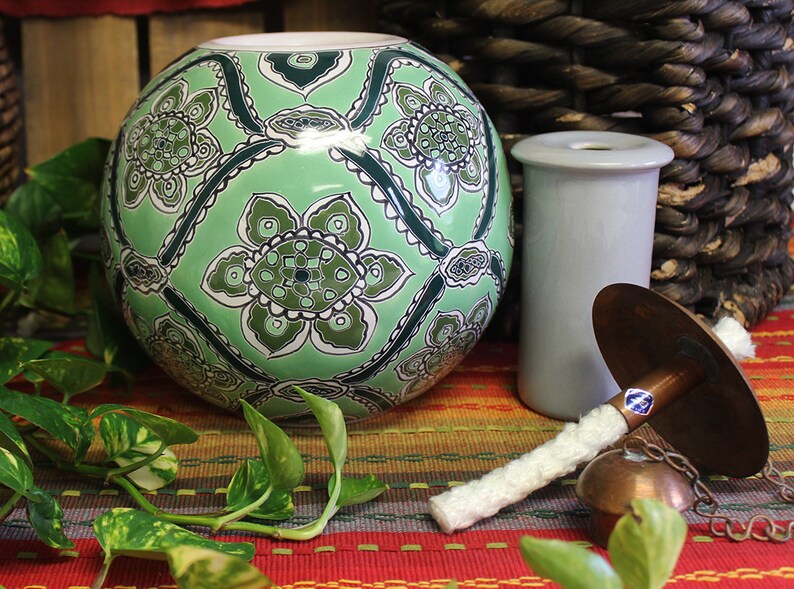 RARE Unique Handmade Hand Painted Ceramic Torch, Patio Outdoor Indoor ...