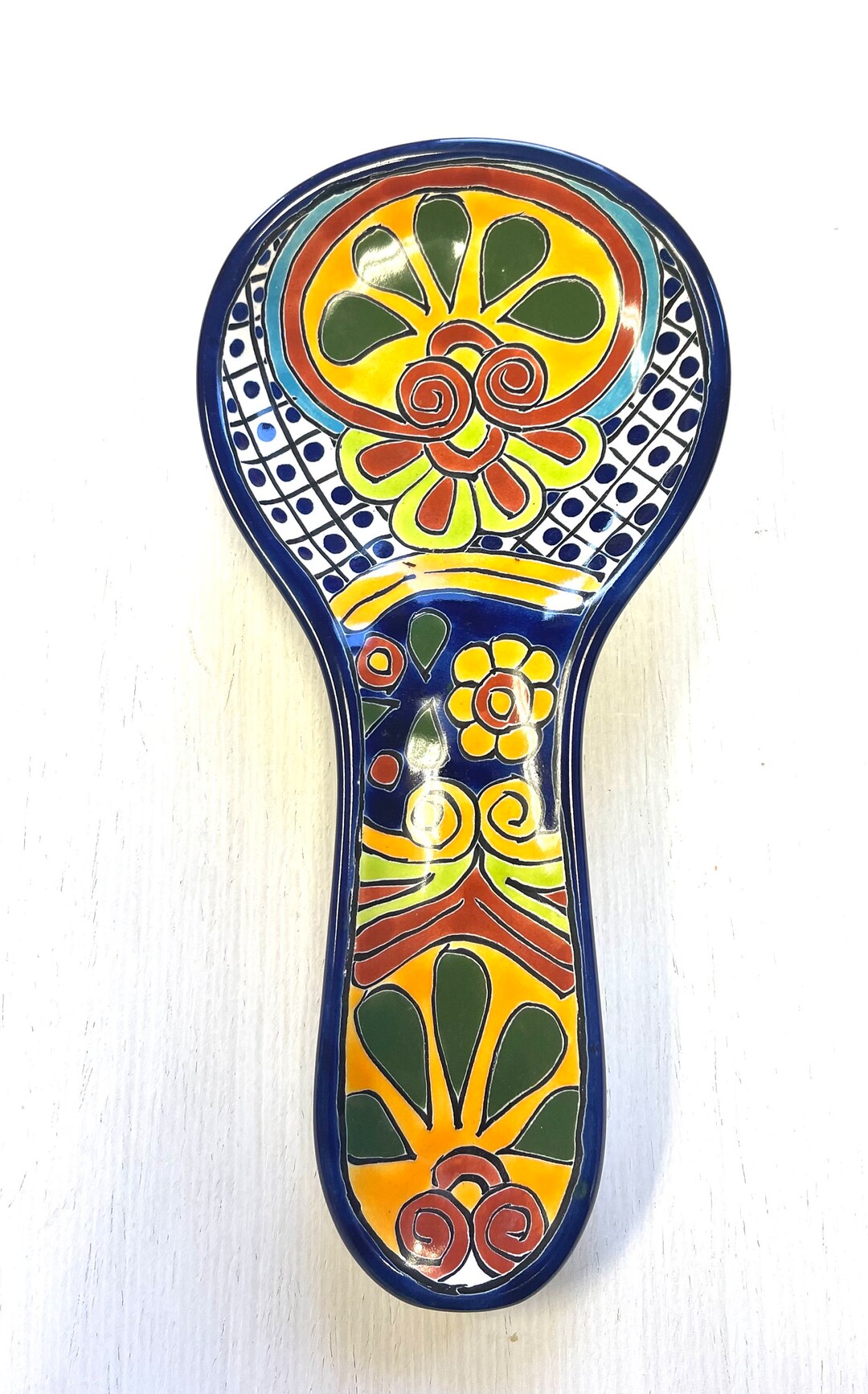 RARE Talavera Pottery Hand Painted Ceramic Spoon Rest Spanish Hand ...