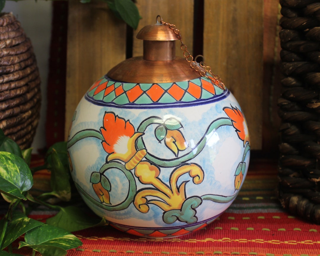 Handmade and Hand Painted Talavera Ceramic Torch Lantern - Etsy