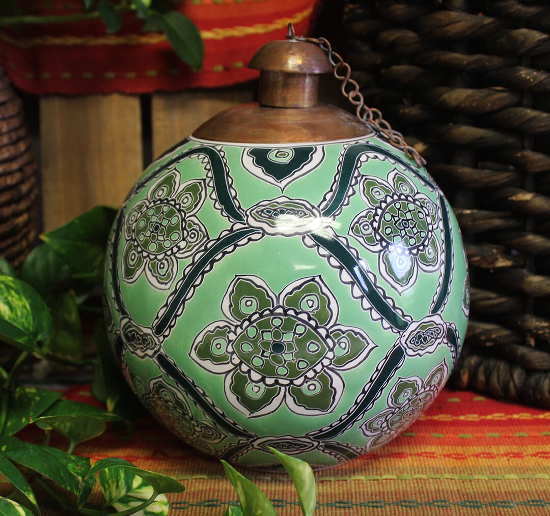 RARE Unique Handmade Hand Painted Ceramic Torch Patio Outdoor - Etsy