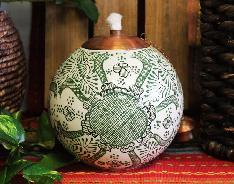 RARE Unique Handmade Hand Painted Ceramic Torch, Patio Outdoor Indoor ...