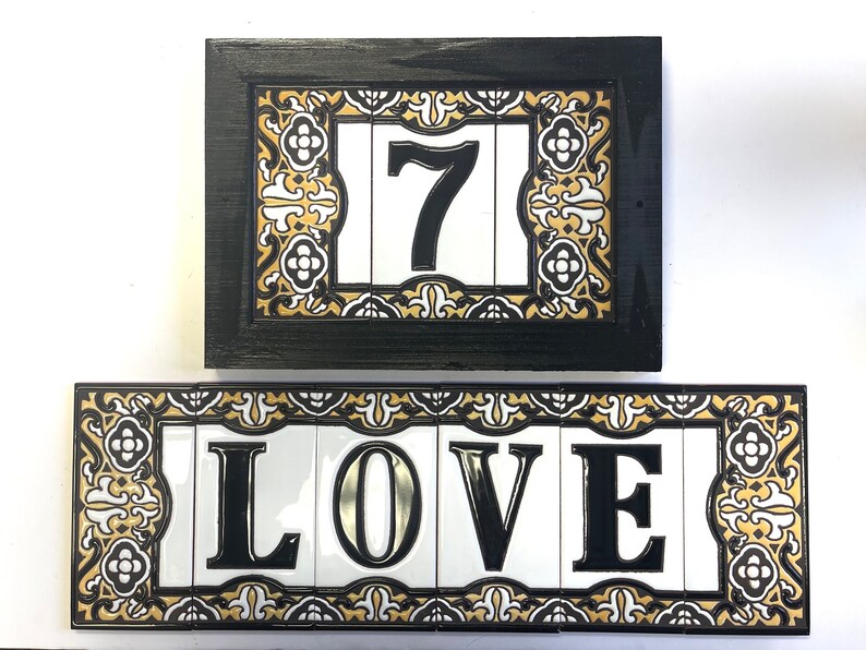 SPANISH Hand Created and Hand Painted Ceramic House Numbers and Letters ...