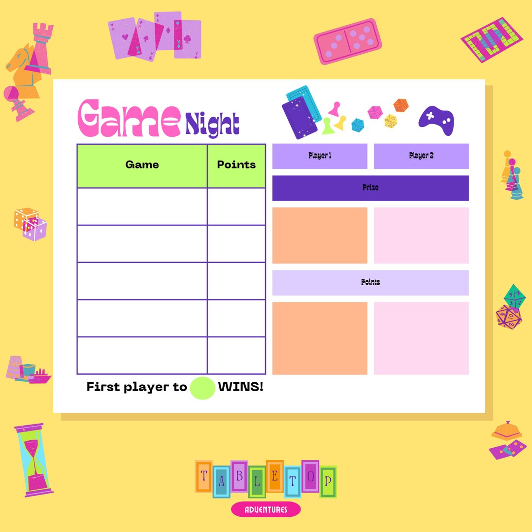 Game Night Score Board - Etsy