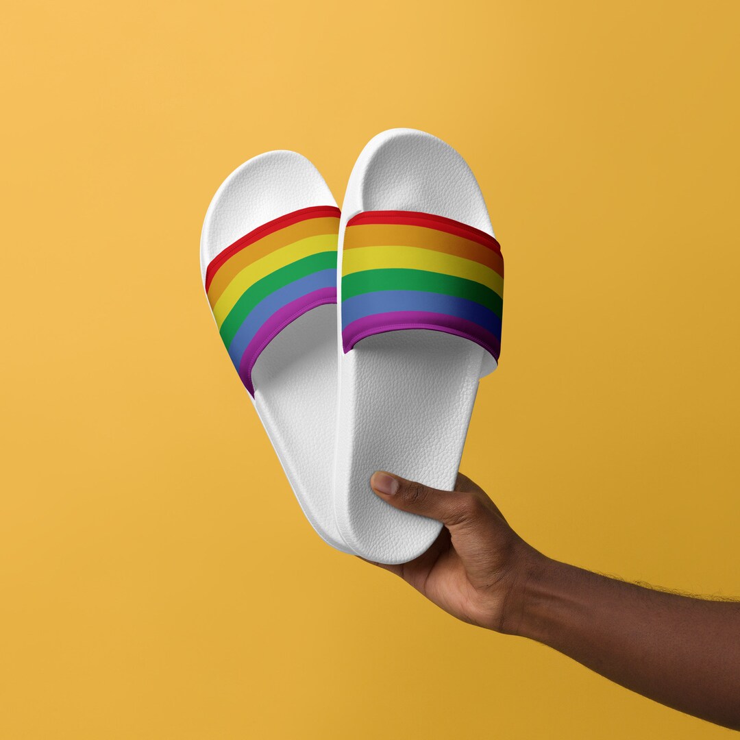 Pride Stride: Men's Lgbt-inclusive Slides for Every Step - Etsy