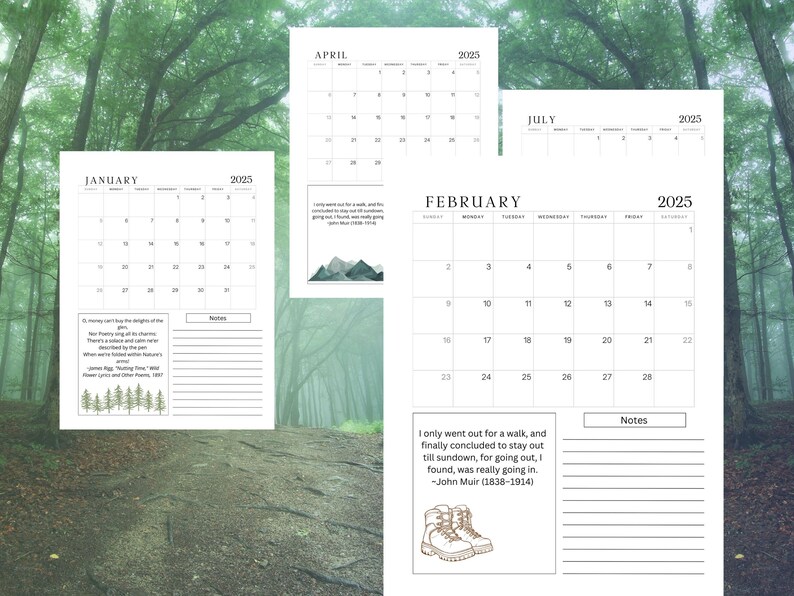 Forest Therapy Planner, 2025 Planner Digital Download, Self-care ...