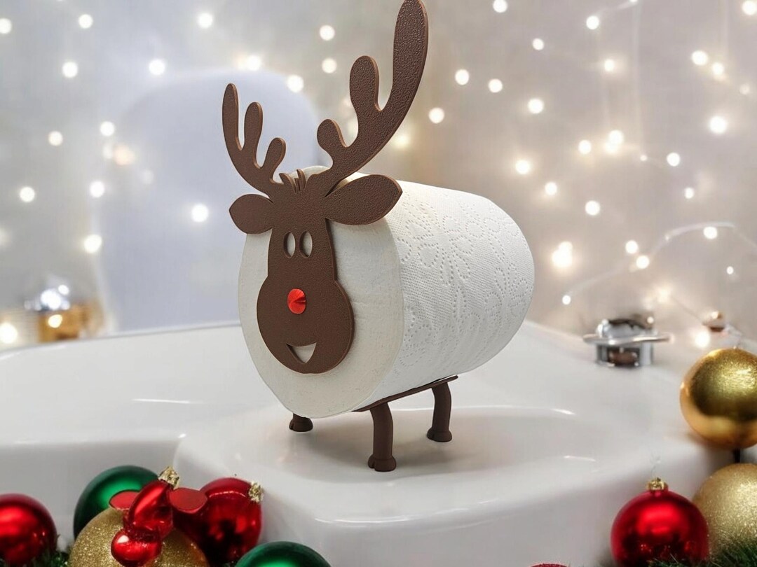 Reindeer Toilet Paper Roll Holder- Christmas Bathroom Decor, Toilet ...