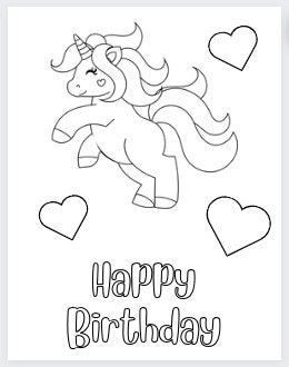 Unicorn Birthday Coloring Page - Etsy
