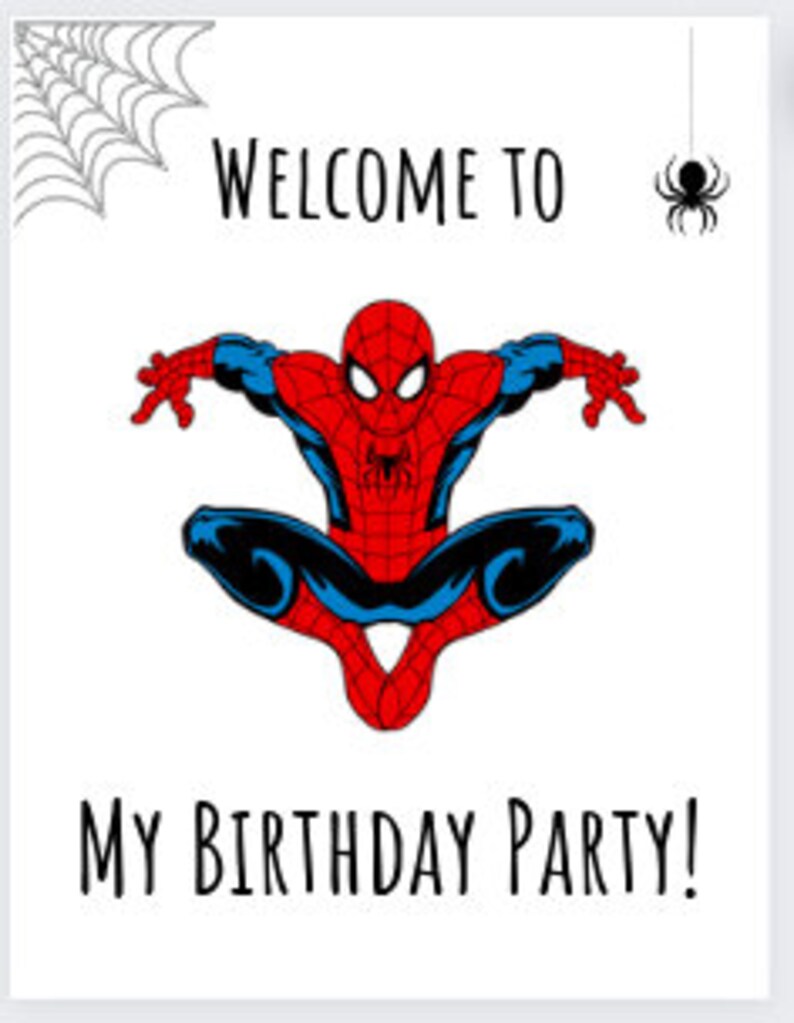 Spiderman Welcome to My Party Sign - Etsy