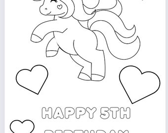 Editable Unicorn Coloring Page, Birthday Coloring Sheet, Unicorn ...