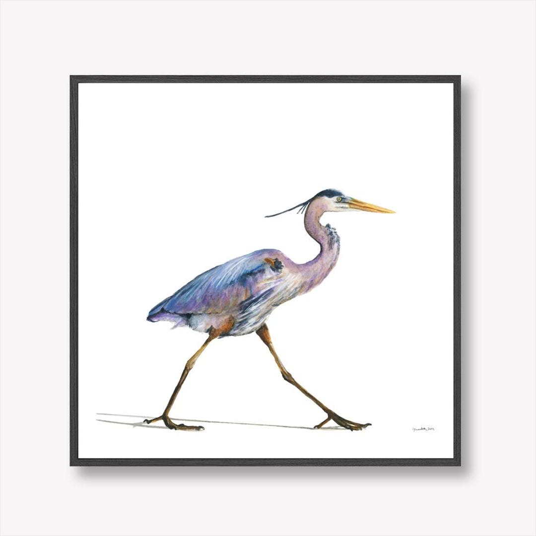 Great Blue Heron Watercolor Print – Coastal Bird Wall Art, Nature ...