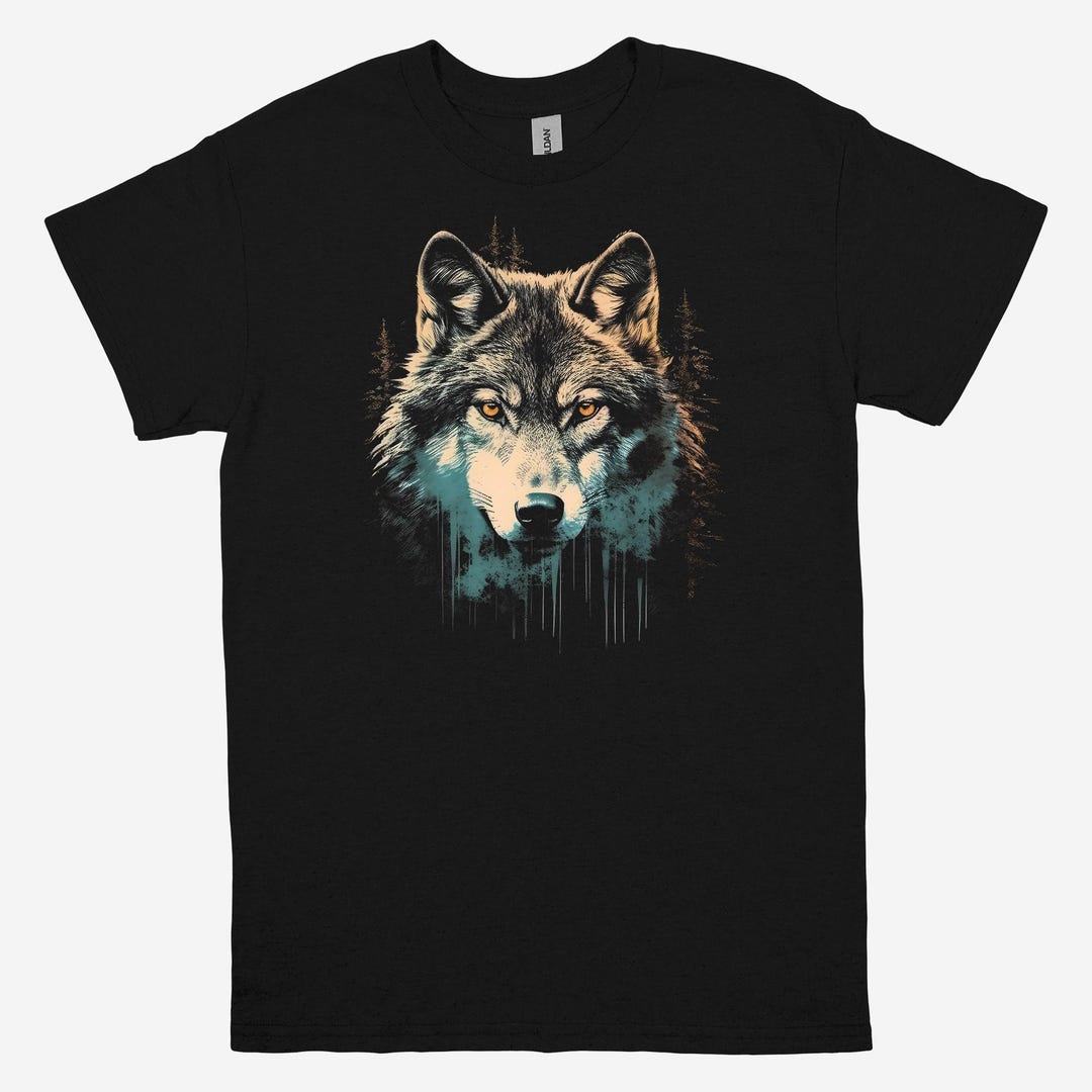 Wolf Shirt – Stylized Forest Wolf Graphic Tee – Unisex Nature T-shirt ...
