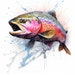 Rainbow Trout Print Watercolour Painting Effect 5x5 Print Also ...