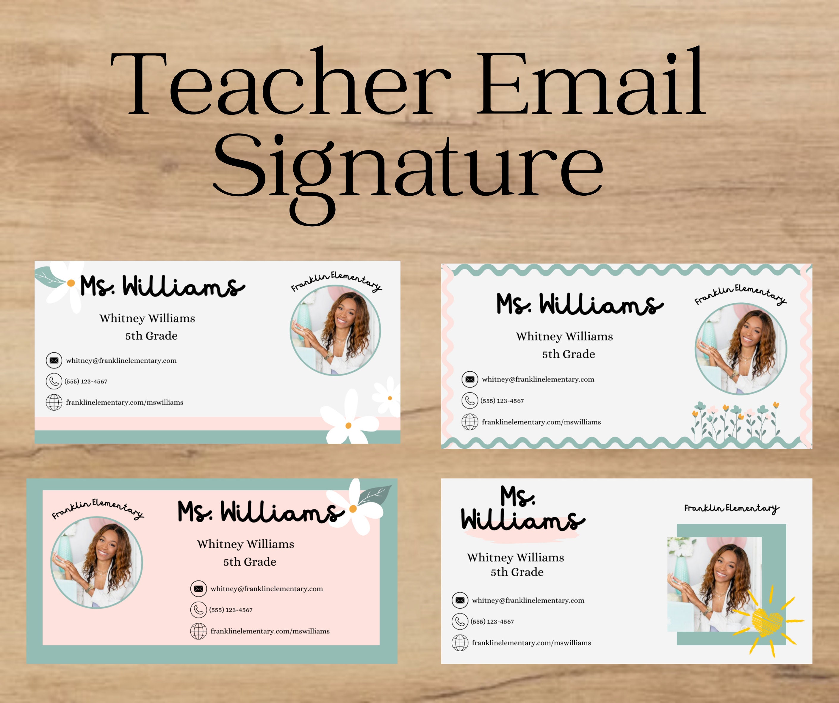Email Signature Template for Teachers Editable Canva Signature Design ...