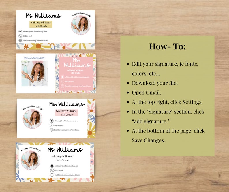 Teacher Email Signature Template Editable Canva Signature Design With ...