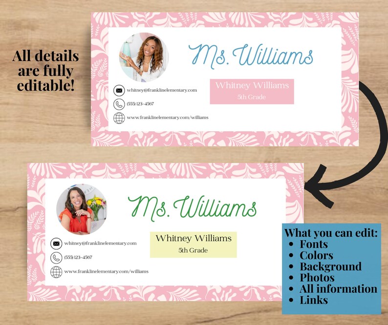 Teacher Email Signature Template Editable Canva Signature Design With ...