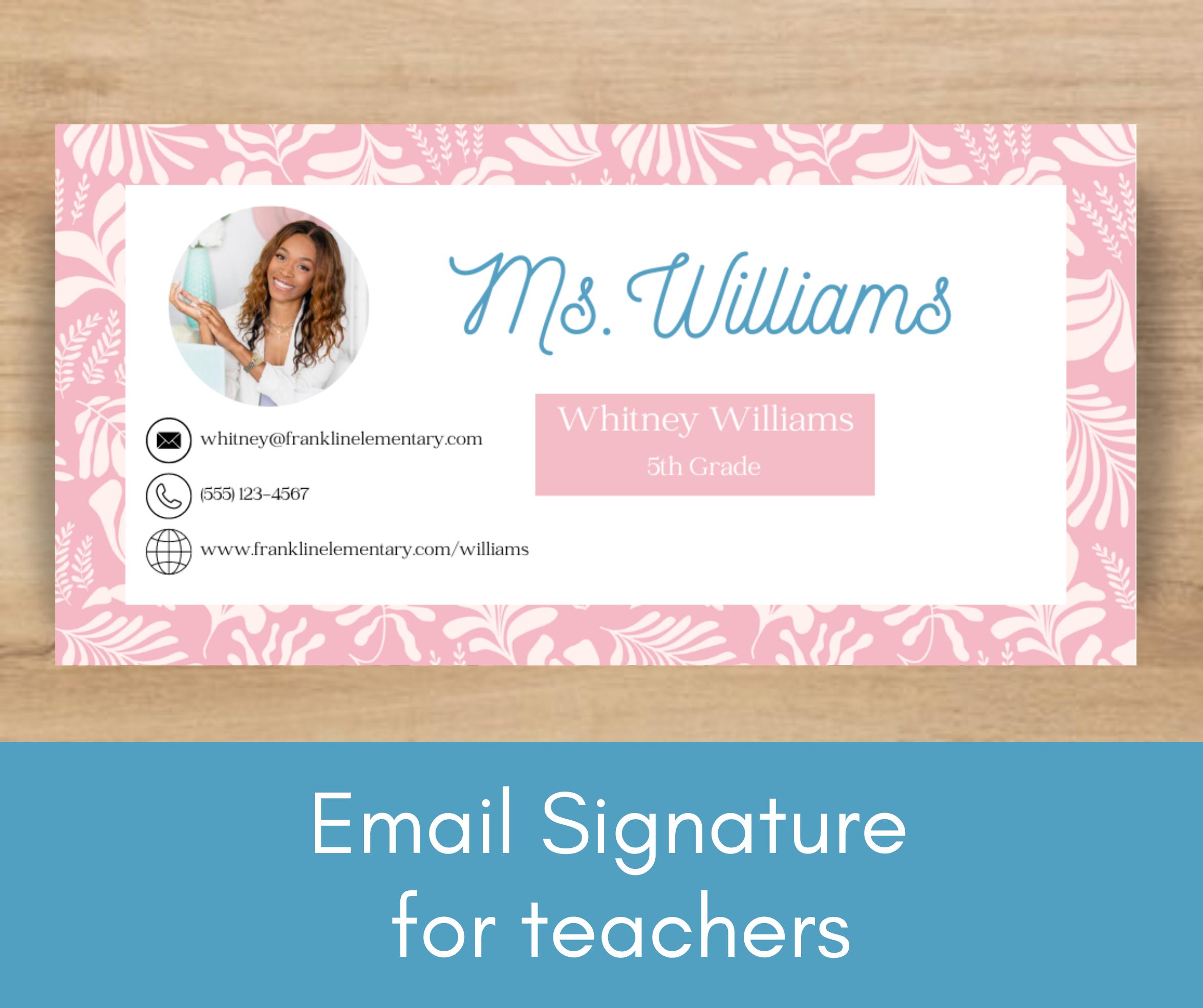 Teacher Email Signature Template Editable Canva Signature Design With ...