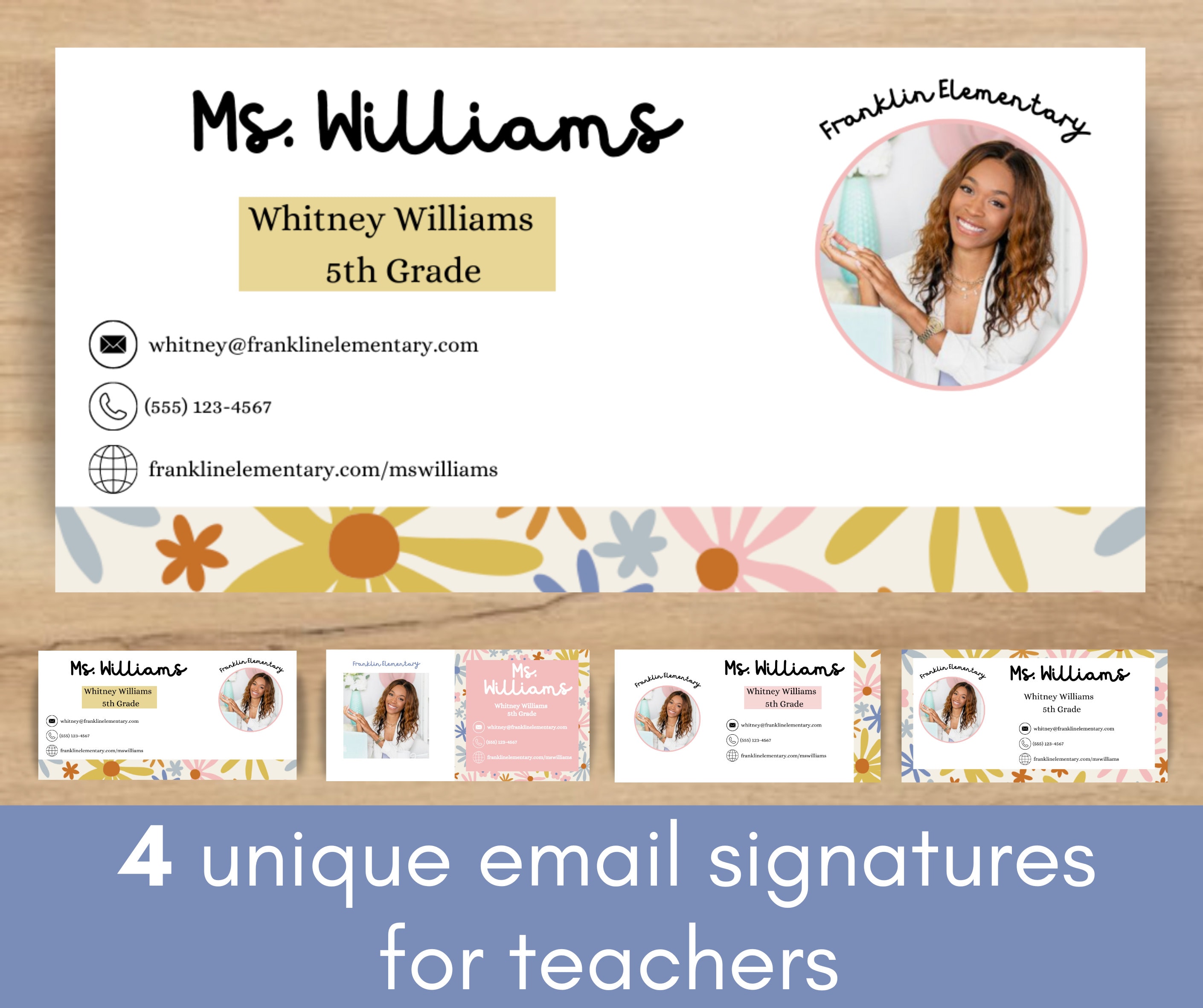 Teacher Email Signature Template Editable Canva Signature - Etsy