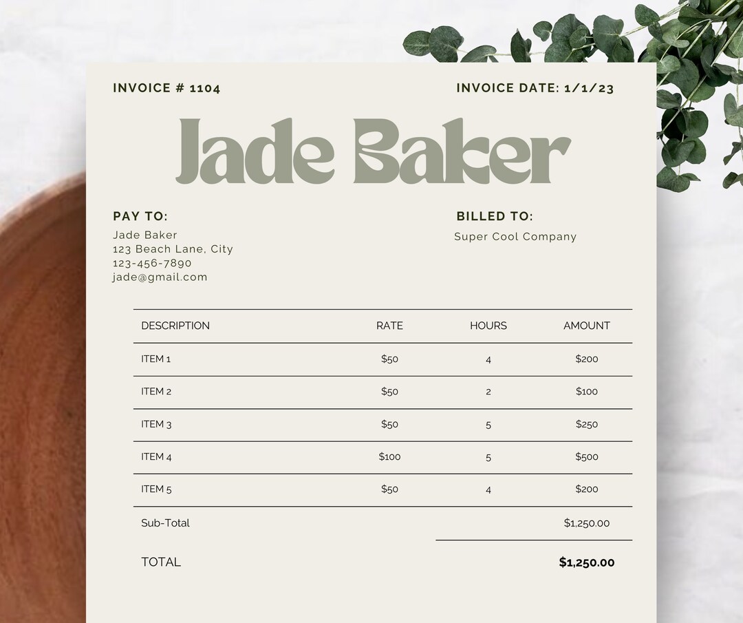 Invoice Template Editable Business Invoice Custom Invoice Printable ...