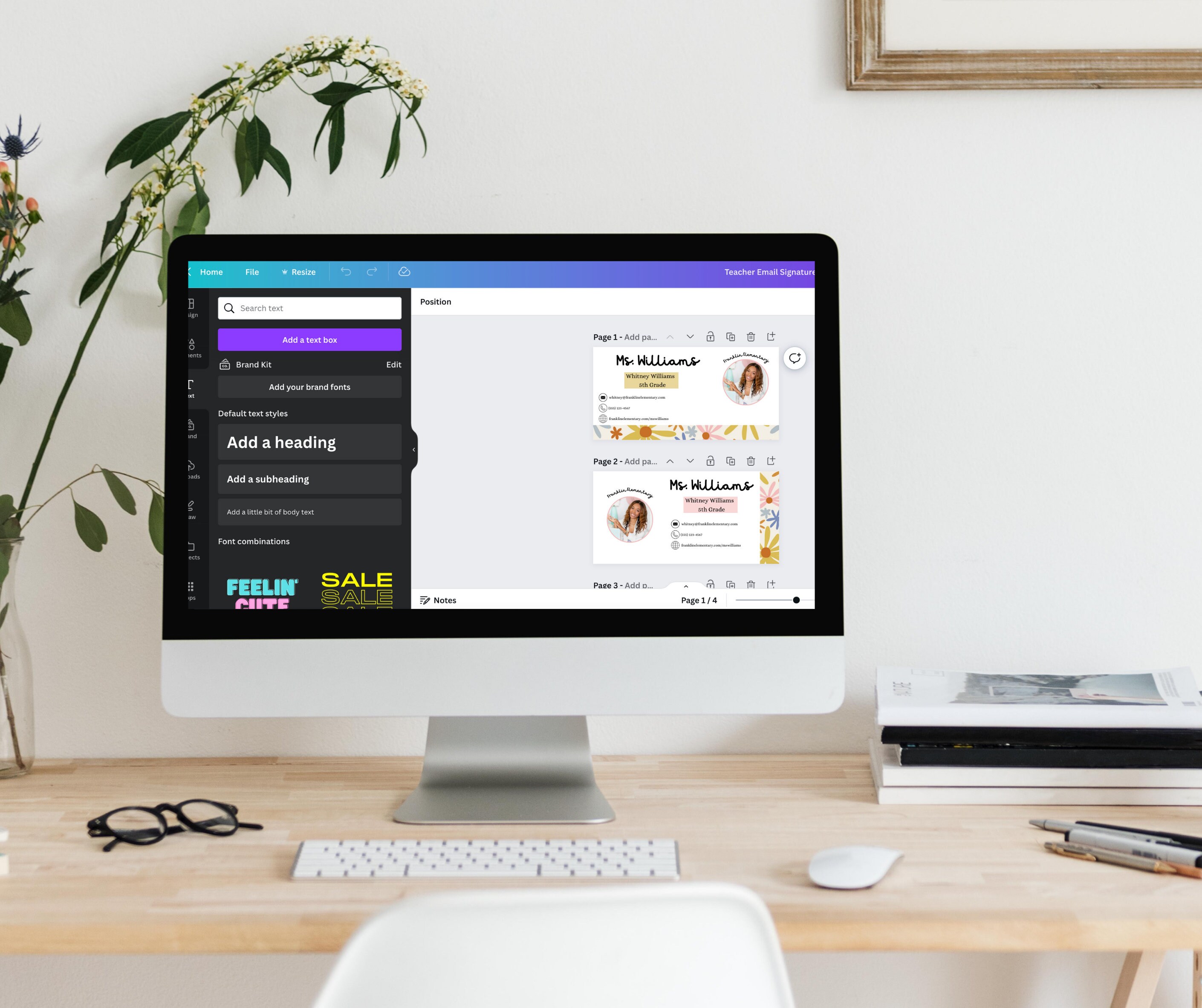 Teacher Email Signature Template Editable Canva Signature Design With ...