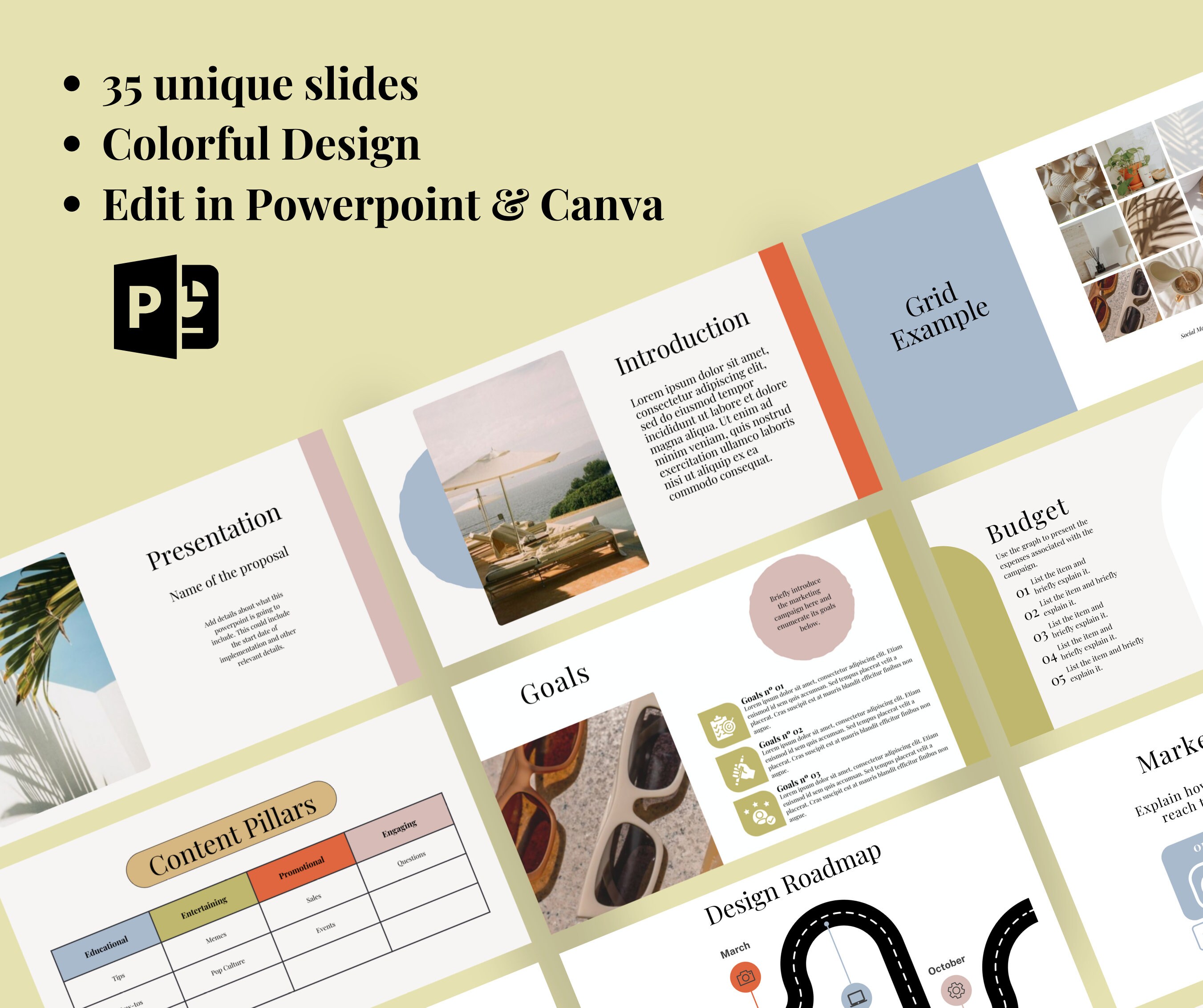 Colorful & Bold Powerpoint Slide Template Digital Download PPT ...