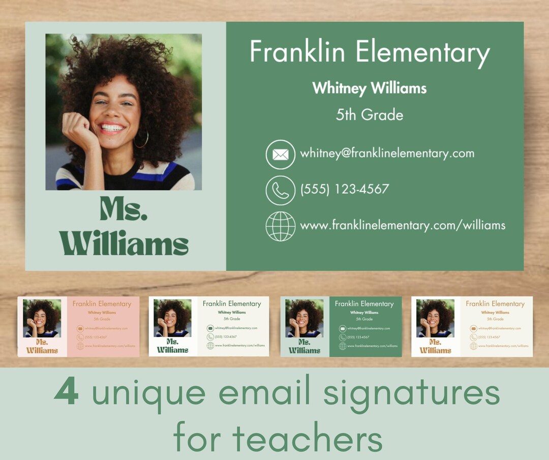 Teacher Email Signature Template Editable Canva Signature Design With ...