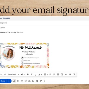 Teacher Email Signature Template Editable Canva Signature Design With ...