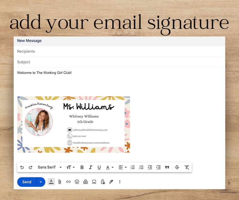 Teacher Email Signature Template Editable Canva Signature Design With ...