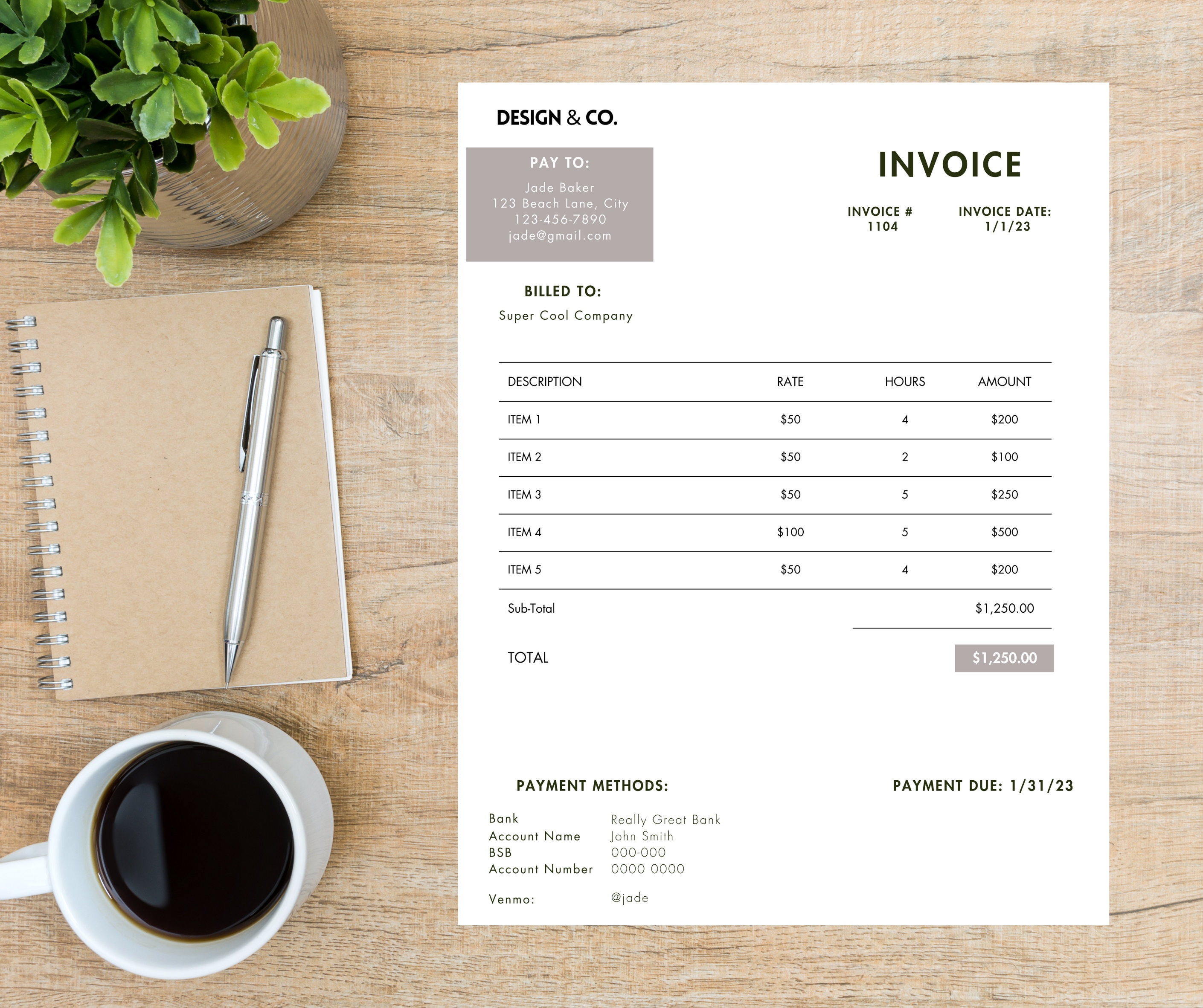 Plantilla de factura / Factura comercial editable / Factura - Etsy México