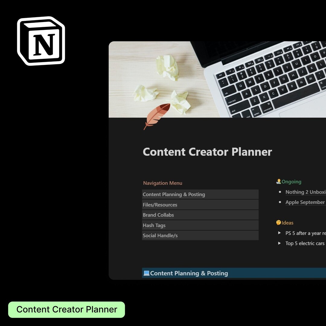 Content Creator Planner | Notion Template - Etsy