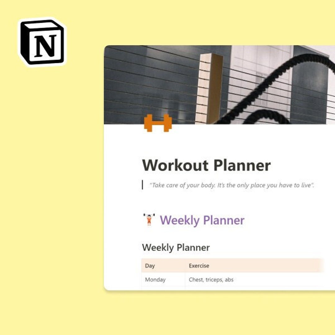 Workout Planner | Notion Template - Etsy