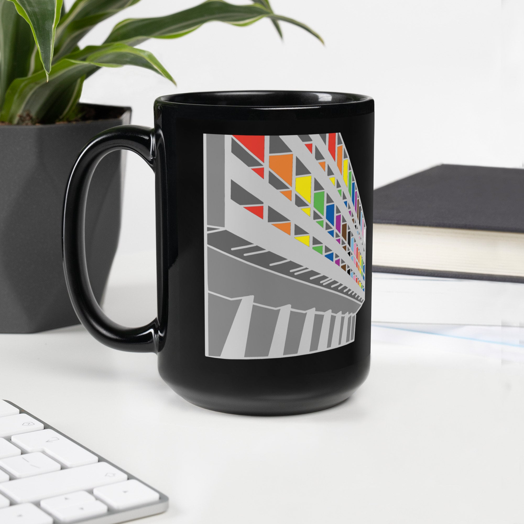 Unity Pride Mug Brutalist Architecture Inspired Black Glossy Mug 11oz ...