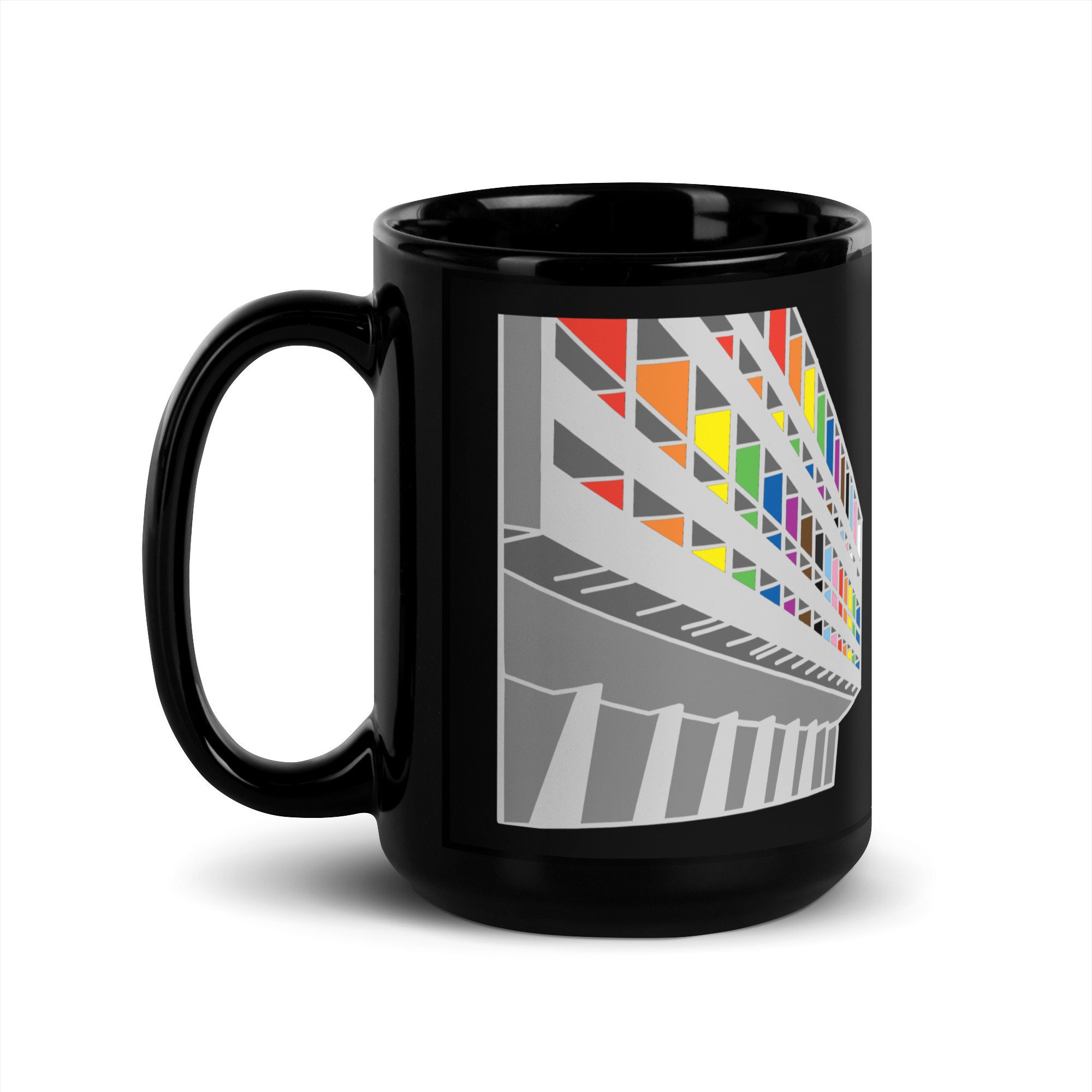 Unity Pride Mug Brutalist Architecture Inspired Black Glossy Mug 11oz ...