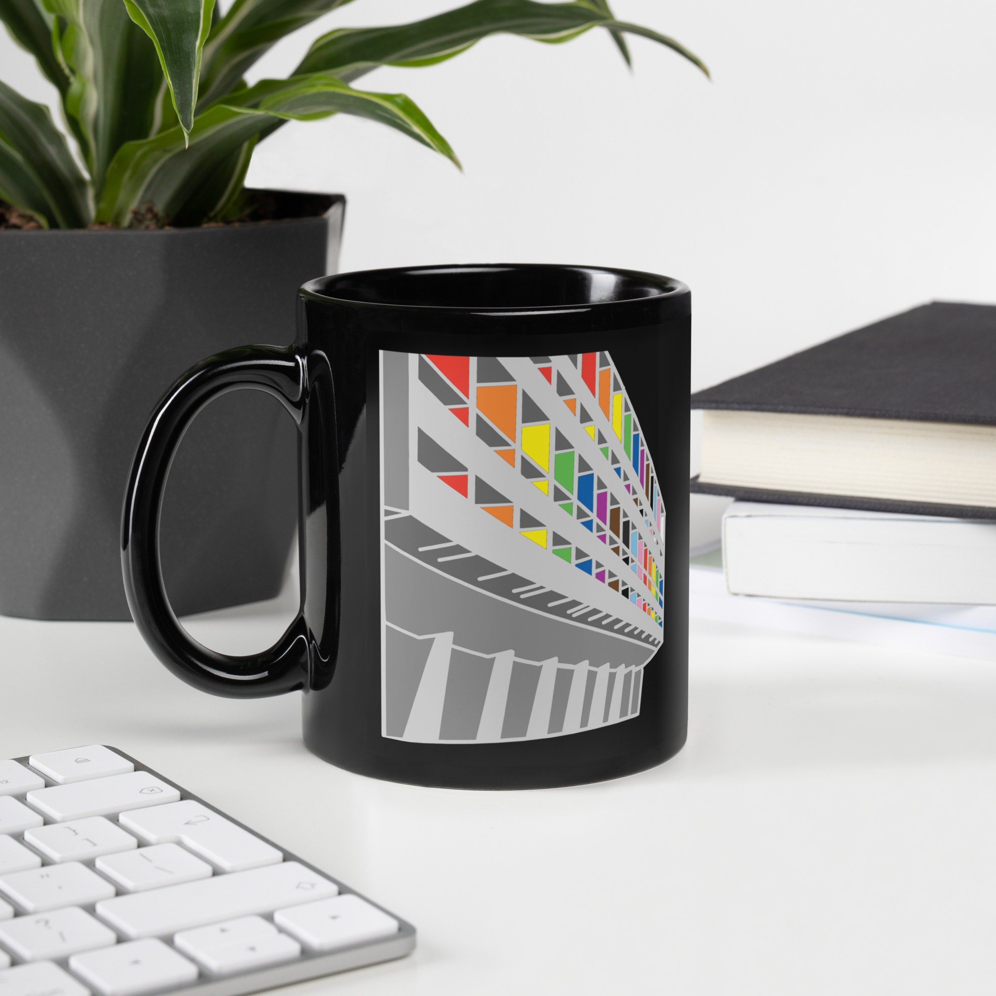 Unity Pride Mug Brutalist Architecture Inspired Black Glossy Mug 11oz ...
