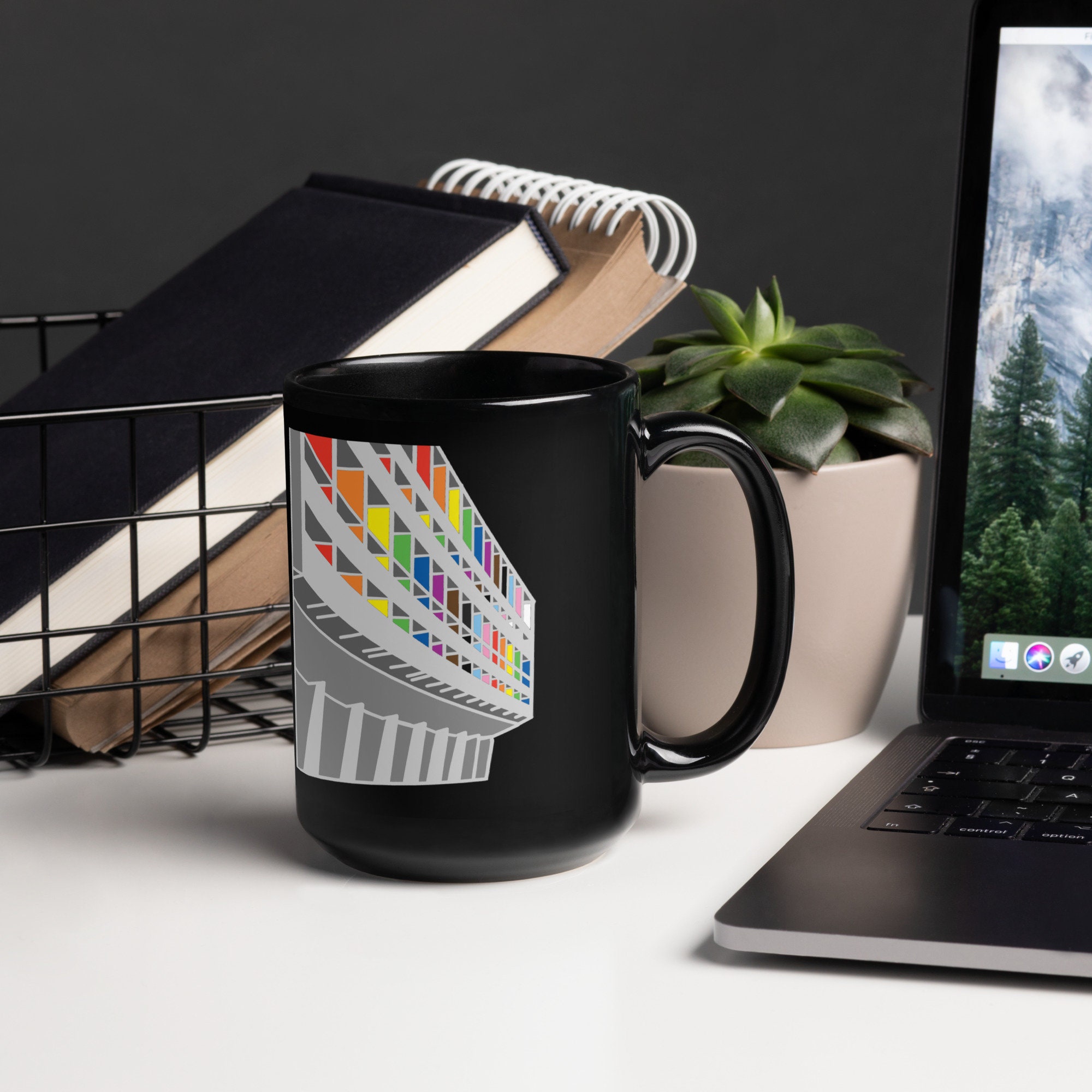 Unity Pride Mug Brutalist Architecture Inspired Black Glossy Mug 11oz ...