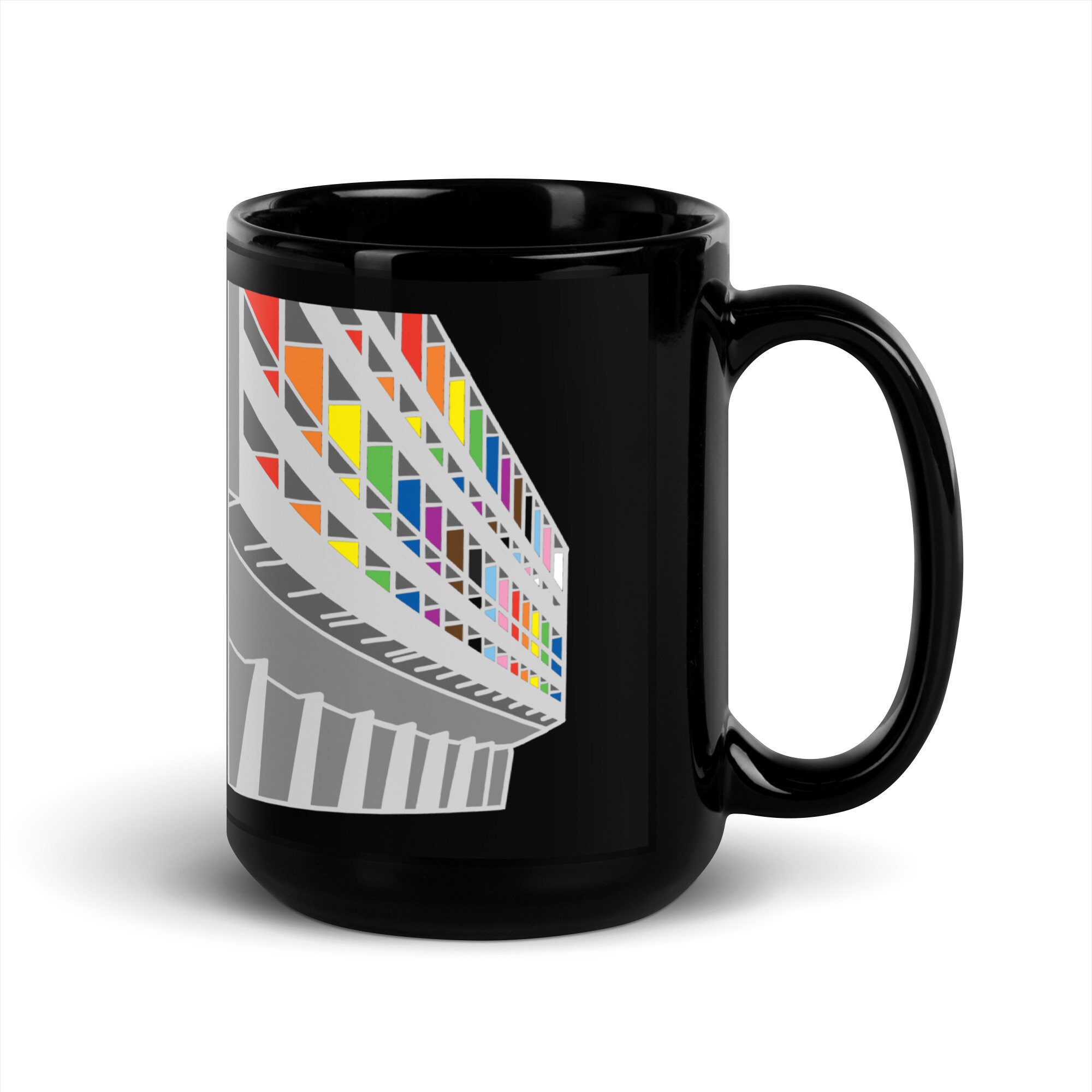 Unity Pride Mug Brutalist Architecture Inspired Black Glossy Mug 11oz ...