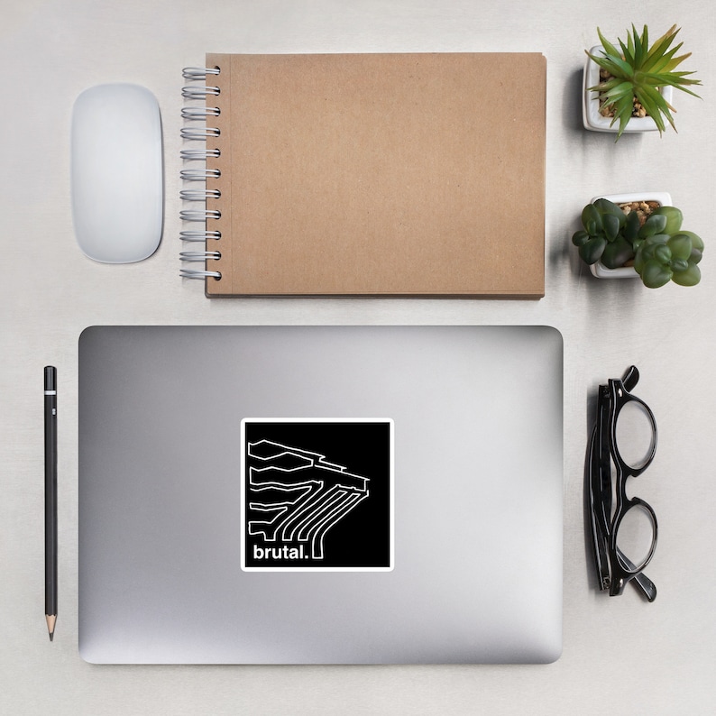 Library Sticker | Brutalist Architecture Inspired Sticker - Etsy