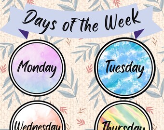 Days of the Week for Classroom Calendar Days of the Week Display - Etsy