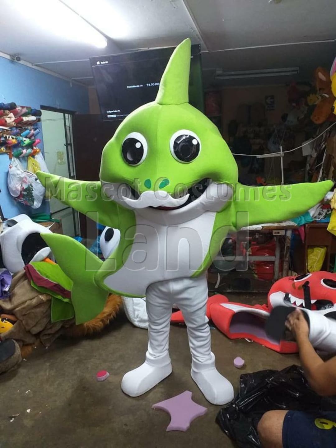 Green Grandpa Shark Baby Shark Mascot Costume Character - Etsy