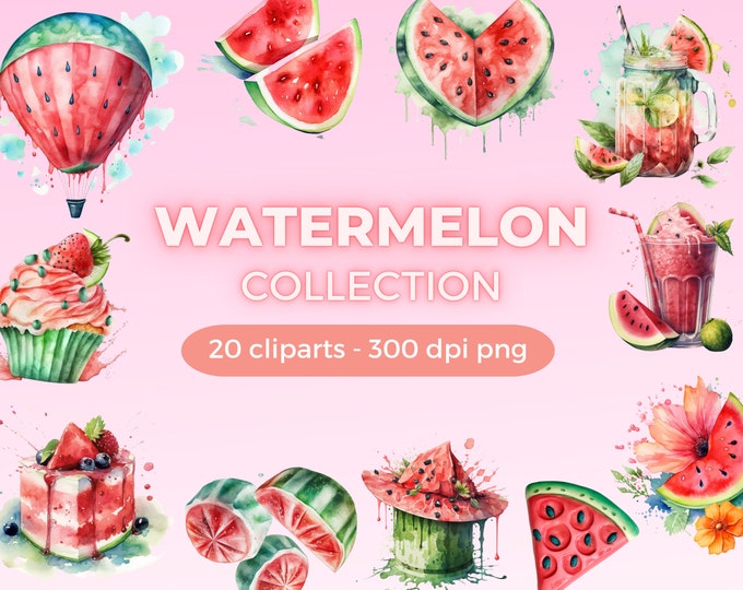 Watermelon Clipart, Digital Red Watermelon Clip Art, Summer Time ...
