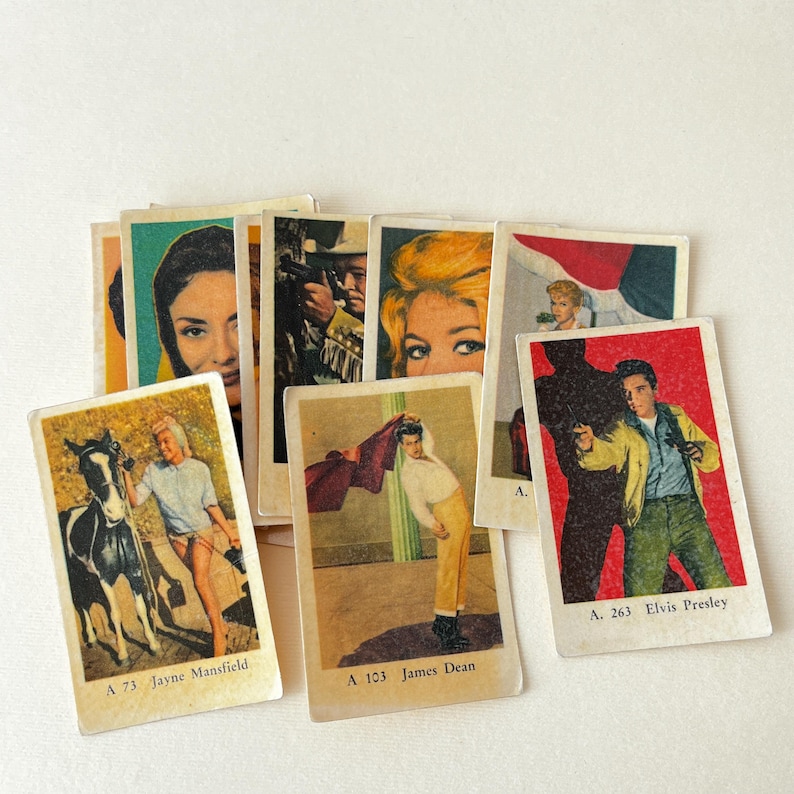 Vintage Hollywood Stars Trading Cards | Elvis, Hepburn, Dean Gum Cards ...