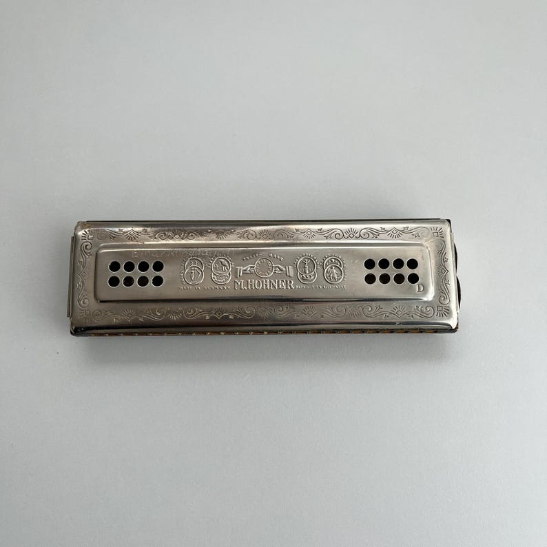 Vintage M. Hohner Echo Harp Harmonica A/D - Original Box Germany Silver ...