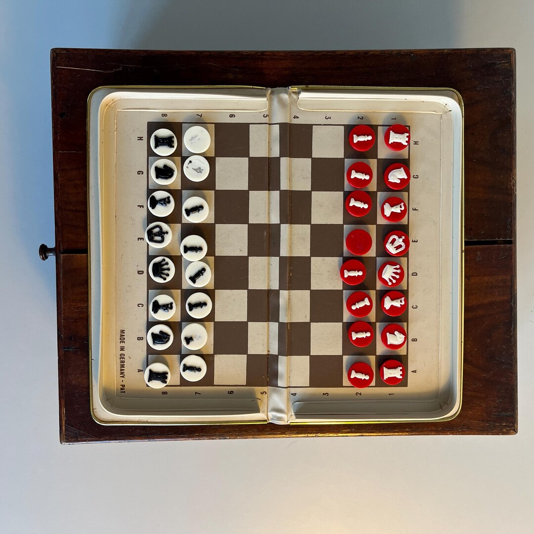 Vintage German Magnetic Chess Set With Flat Pieces, 1970's Travel Chess ...