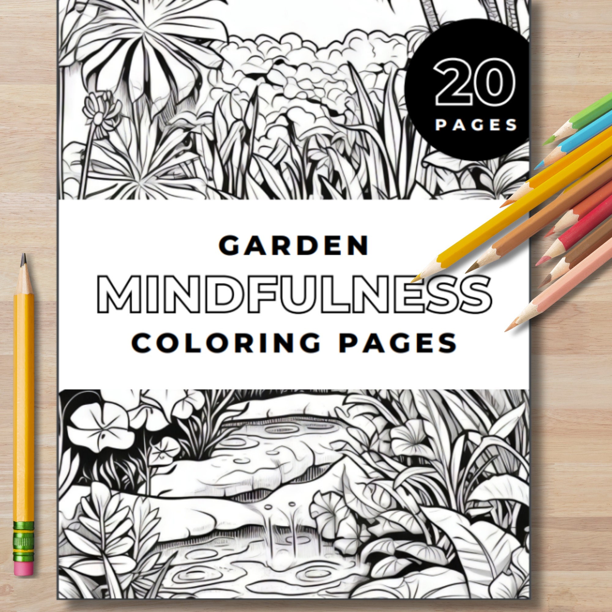 Relaxing Garden Mindfulness Coloring Pages 20 Pages for Stress Relief ...