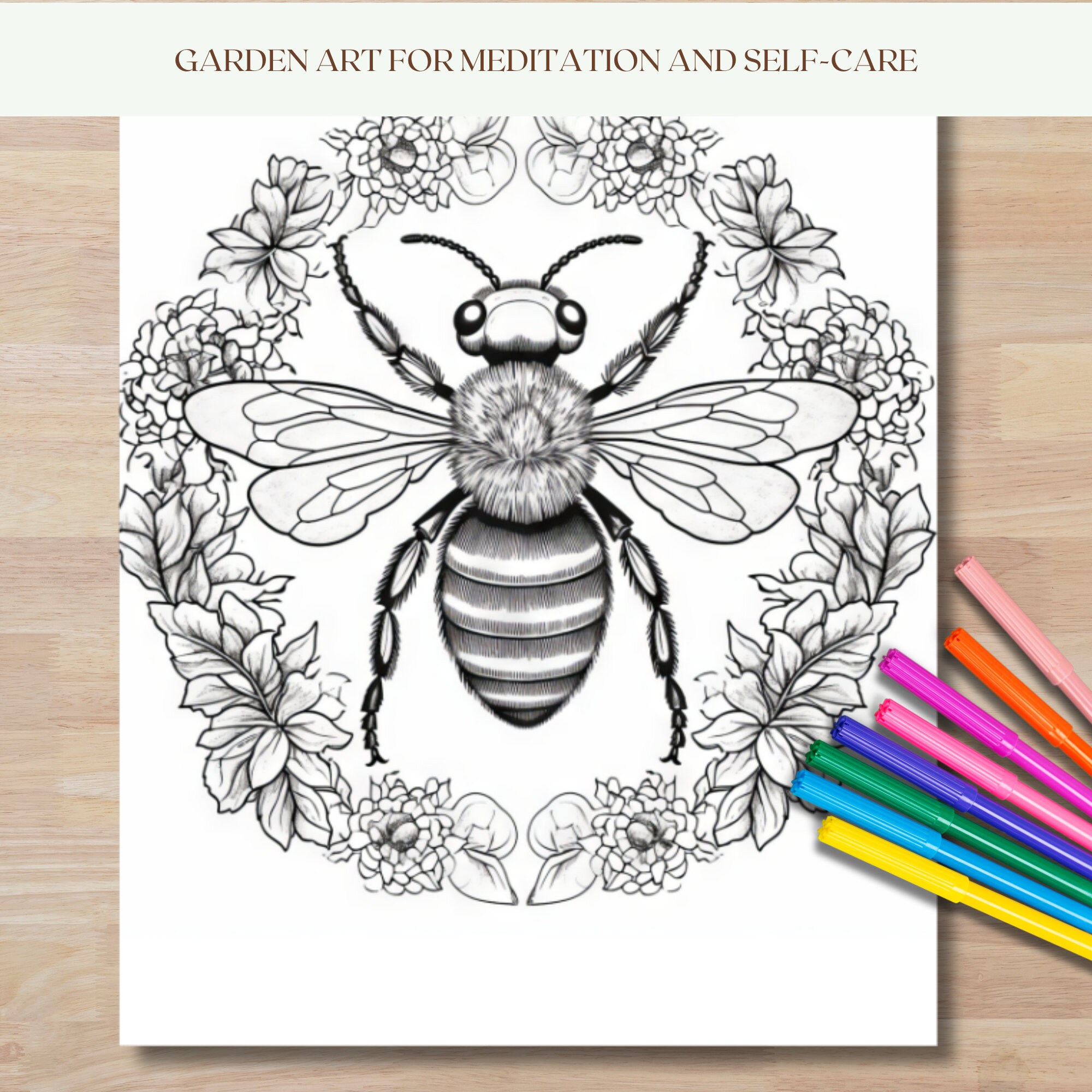 Relaxing Garden Mindfulness Coloring Pages | 20 Pages for Stress Relief ...