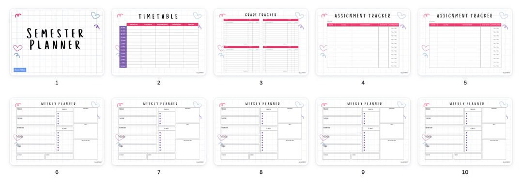 Semester Planner PDF Download - Doodle Grid - Etsy