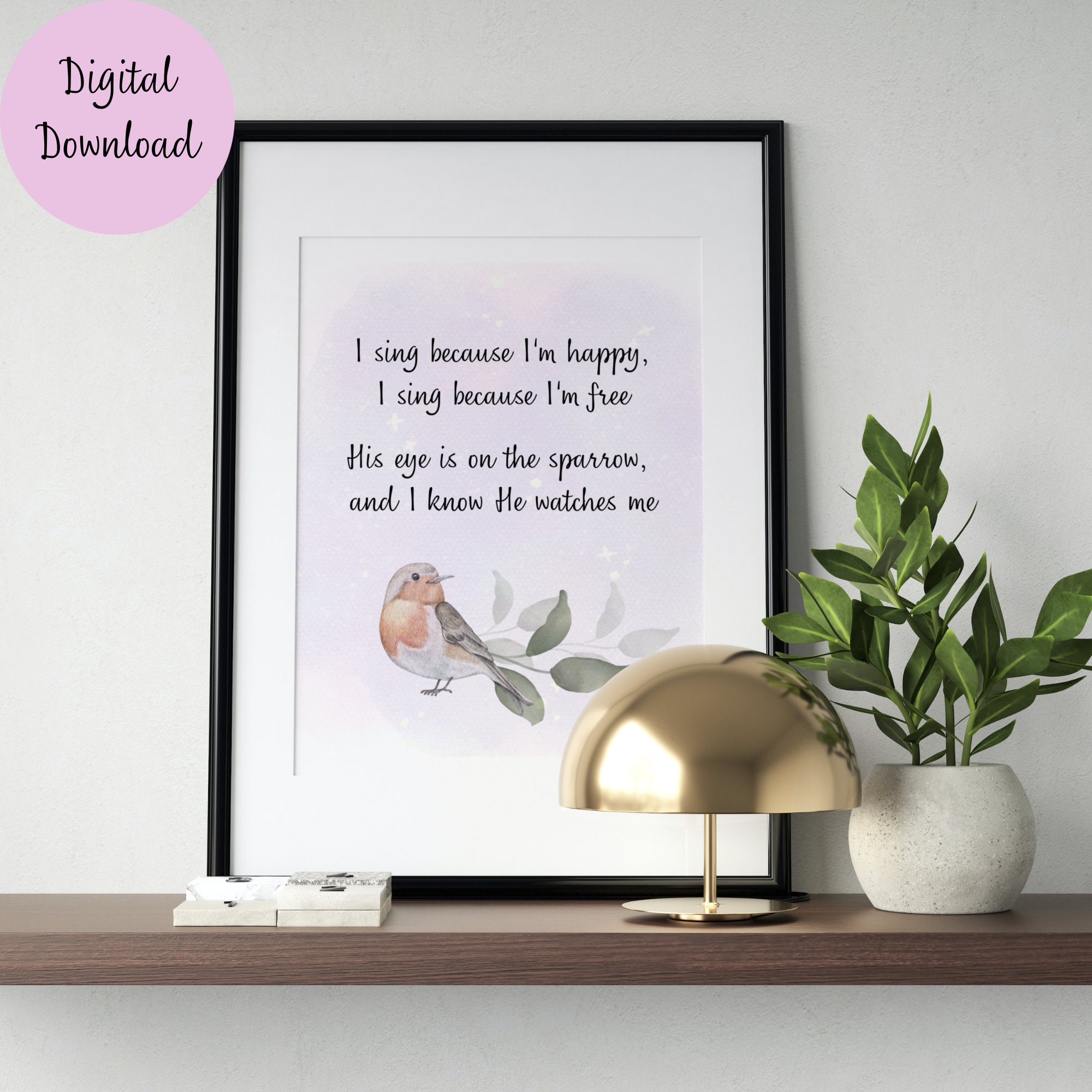 His Eye is on the Sparrow Print: Christian Hymn, Gospel Art (digital ...