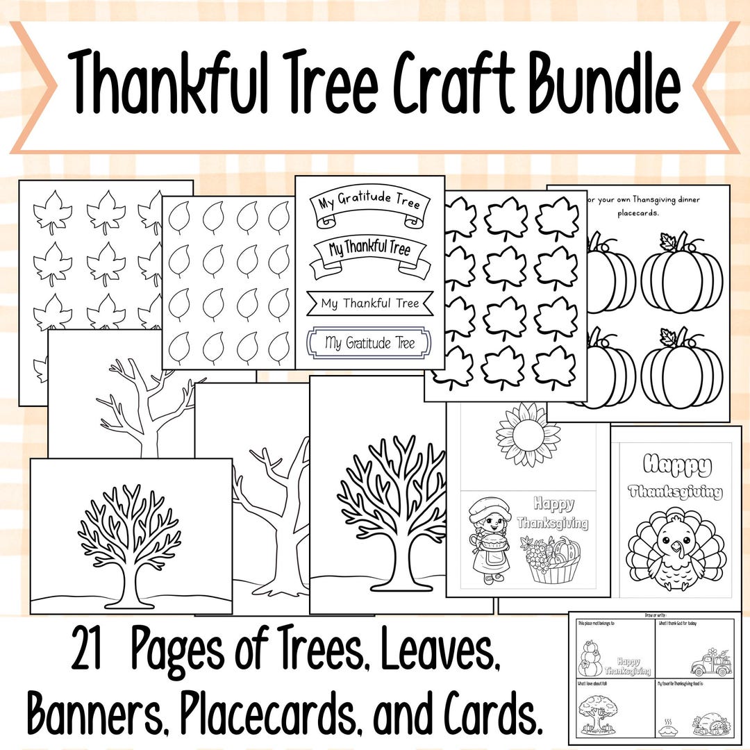 My Thankful Tree, Kids Grateful Tree Printable Craft Thanksgiving ...