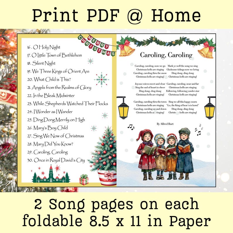 Folding Christmas Carols Song Book, Jesus Themed Holiday Music Sheets ...