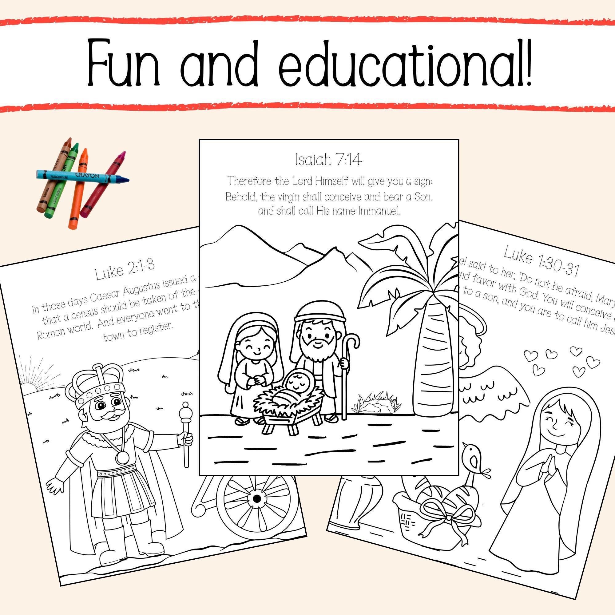 25 Christmas Advent Coloring Pages for Kids, Jesus Themed Advent Pages ...